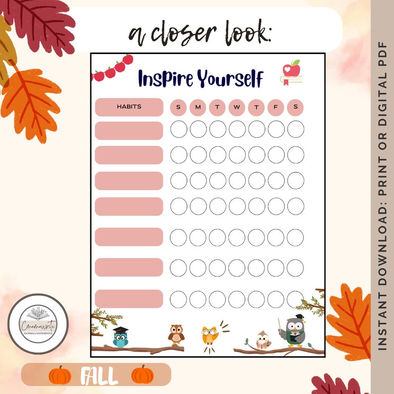 Halloween Habit Tracker Printable or Digital, Fall Themed Daily Habit ...