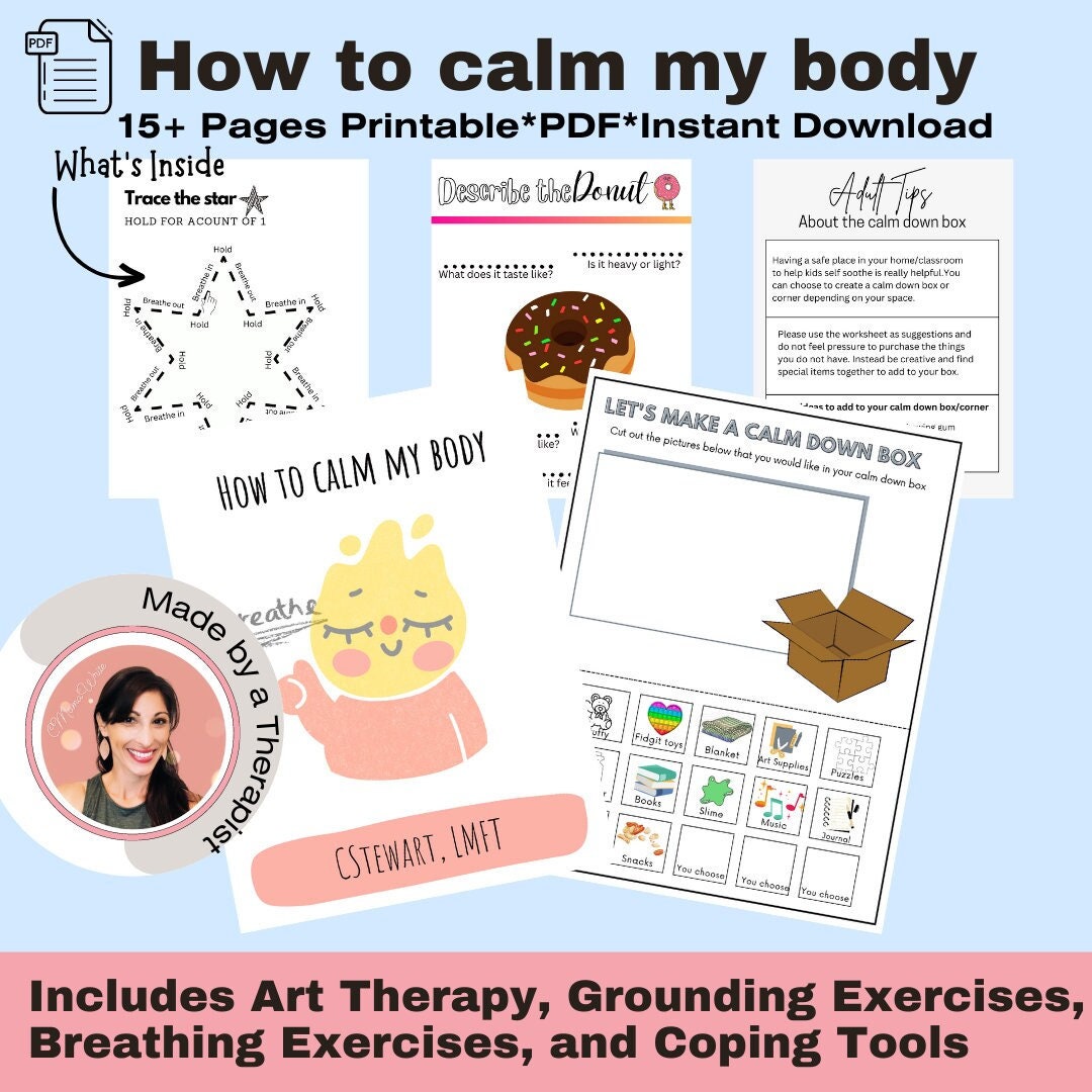 Calm My Body Worksheets: Kids Emotional Regulation, Coping Tools (PDF ...