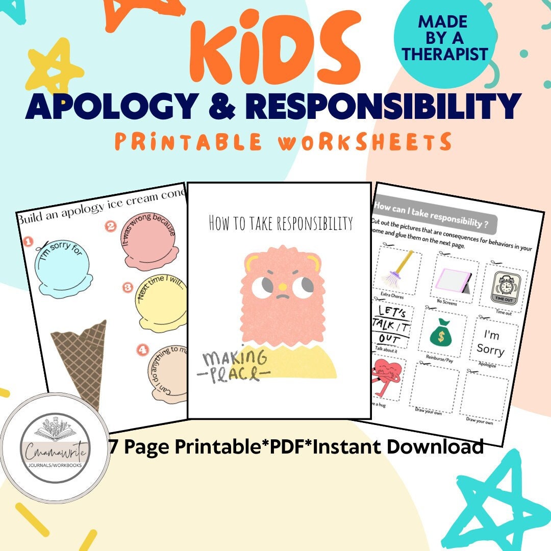 Kids Apology Printable, Apology Letter, How to Apologize Worksheet ...
