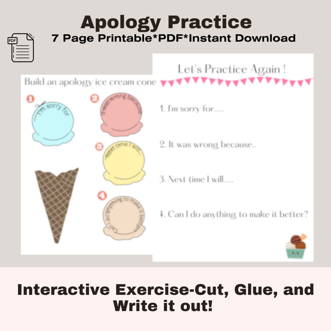 Apology Letter, Kids Apology Template, Apology Card, Apology Worksheet ...