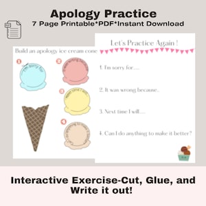 Apology Letter, Kids Apology Template, Apology Card, Apology Worksheet ...