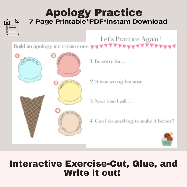 Kids Apology Printable, Apology Letter, How to Apologize Worksheet ...