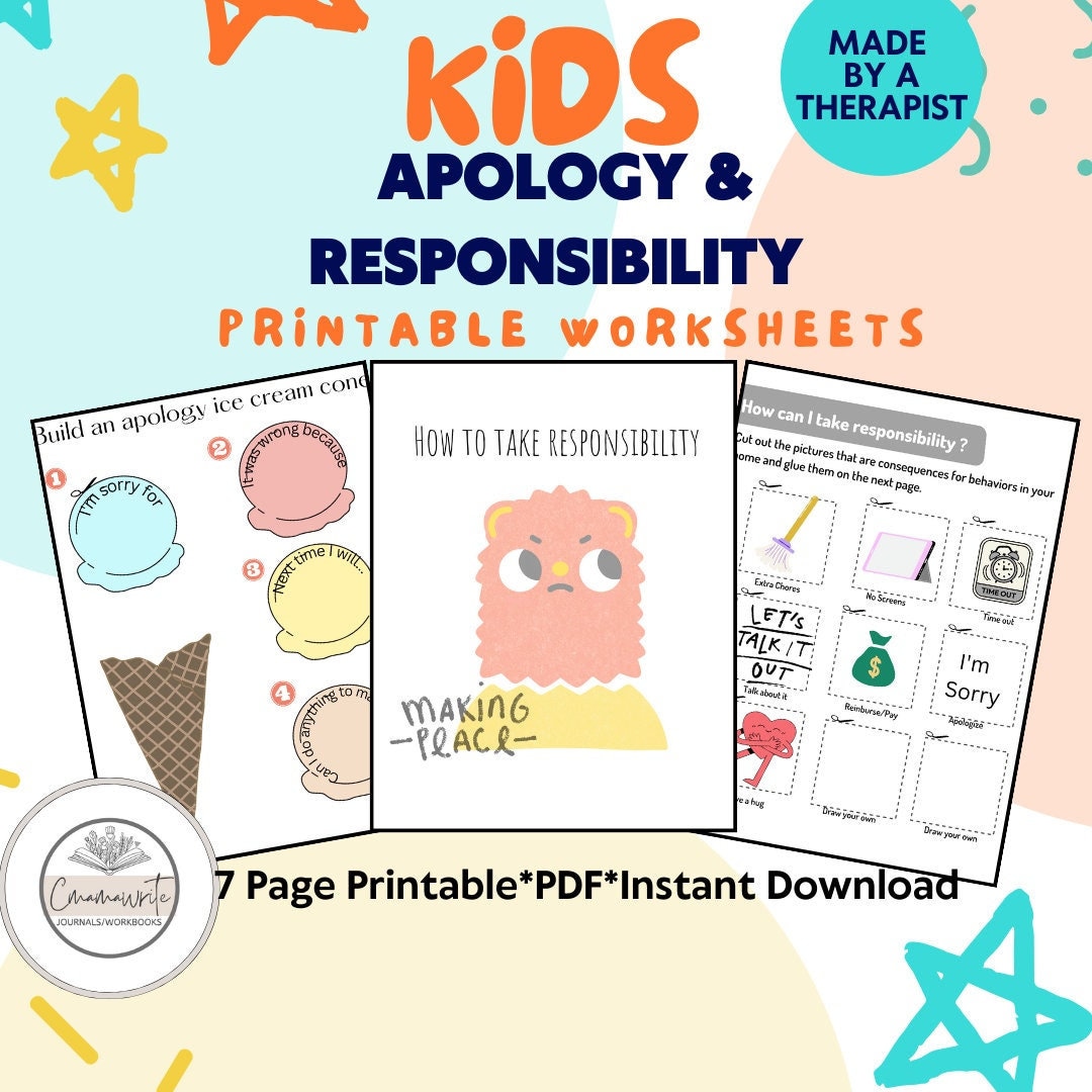 Kids Apology Printable, Apology Letter, How to Apologize Worksheet ...