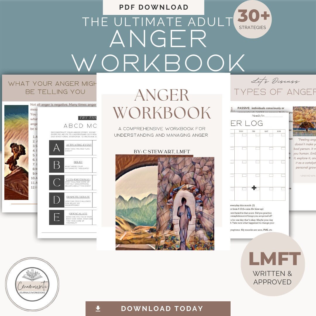 Anger Management Workbook, Anger Therapy Worksheets, Anger Coping ...