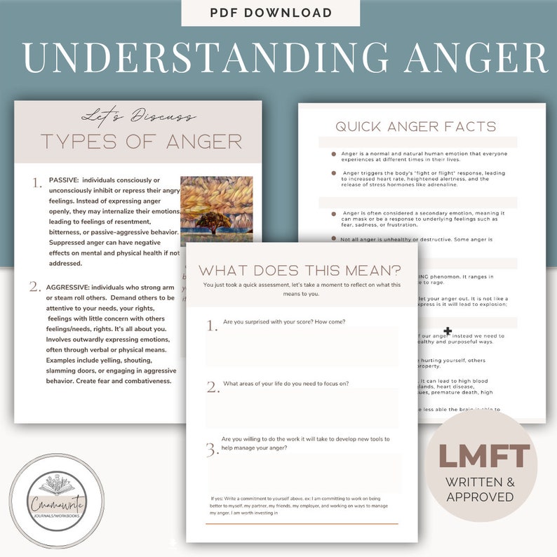 Anger Management Workbook for Adults: CBT Skills & Exercises (PDF ...