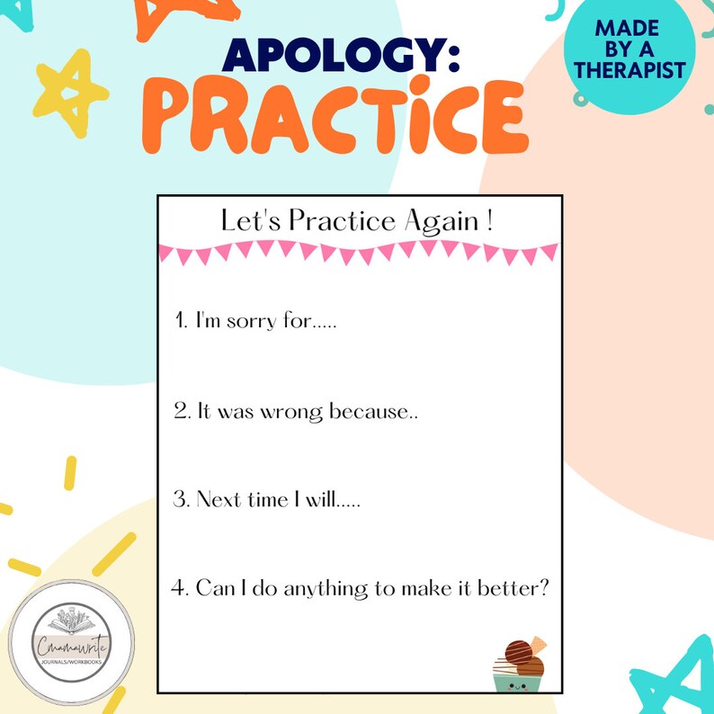 Kids Apology Letter Worksheet to Teach Accountability, Kids Conflict ...