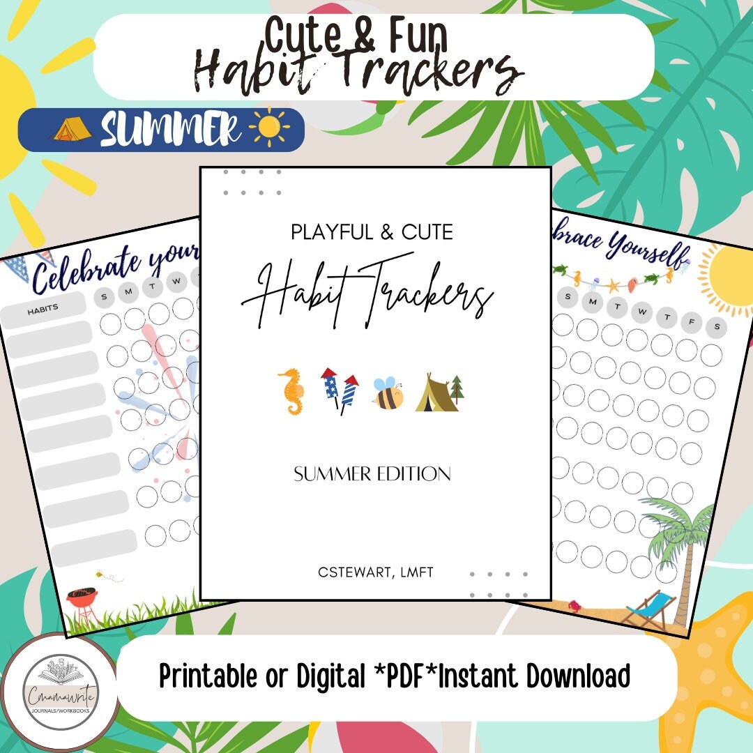 Summer Habit Trackers Printable, Kids Goal Setting (digital PDF) - Etsy