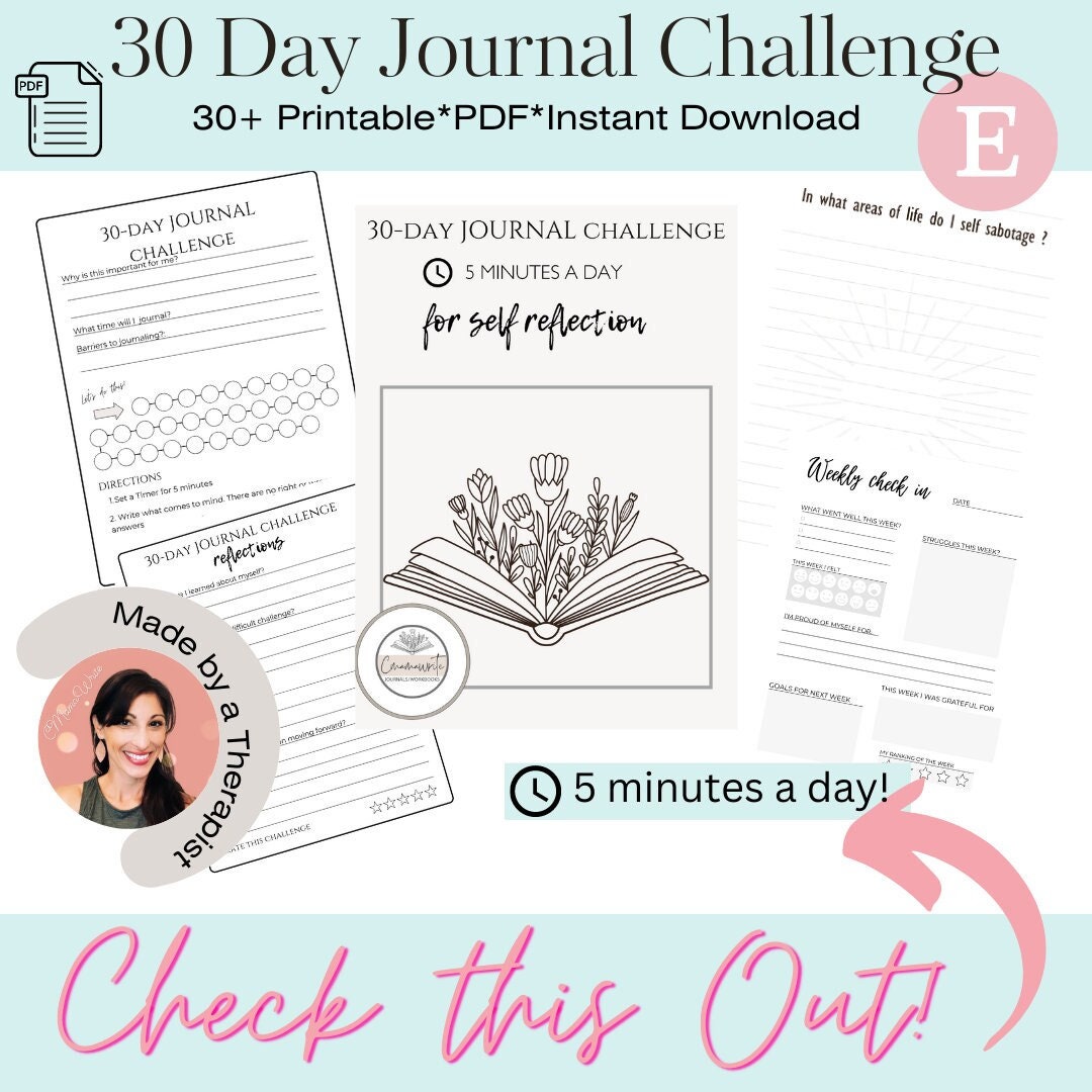 5 Minute Self Reflection Printable 30 Days Journal Printable - Etsy