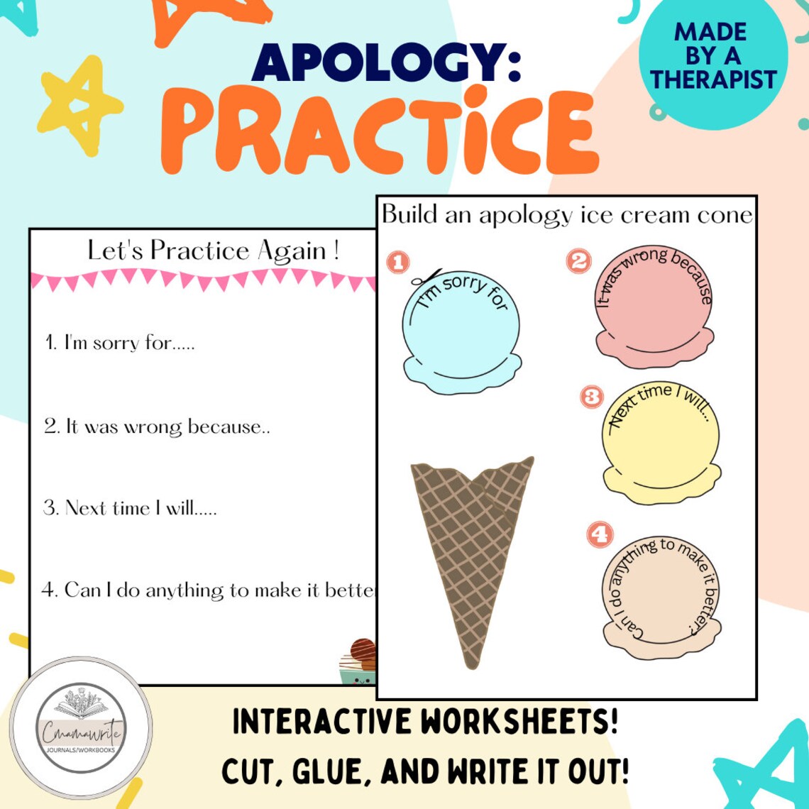 Kids Apology & Responsibility Worksheet: Emotional Intelligence (PDF ...