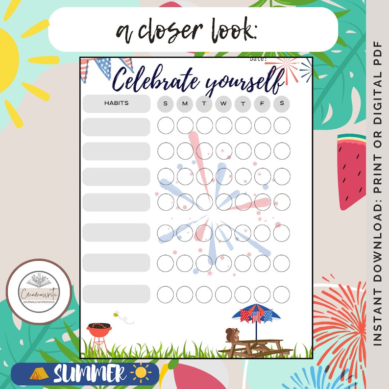 Summer Habit Trackers Printable, Kids Goal Setting (digital PDF) - Etsy