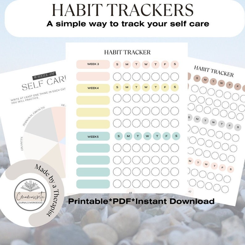 Self Care Habit Tracker Printable: Simple Well-being Journal (PDF) - Etsy