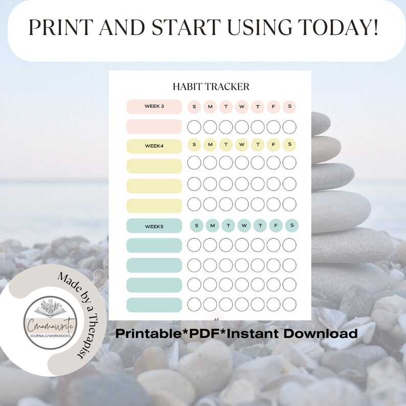 Self Care Habit Tracker Printable: Simple Well-being Journal (PDF) - Etsy