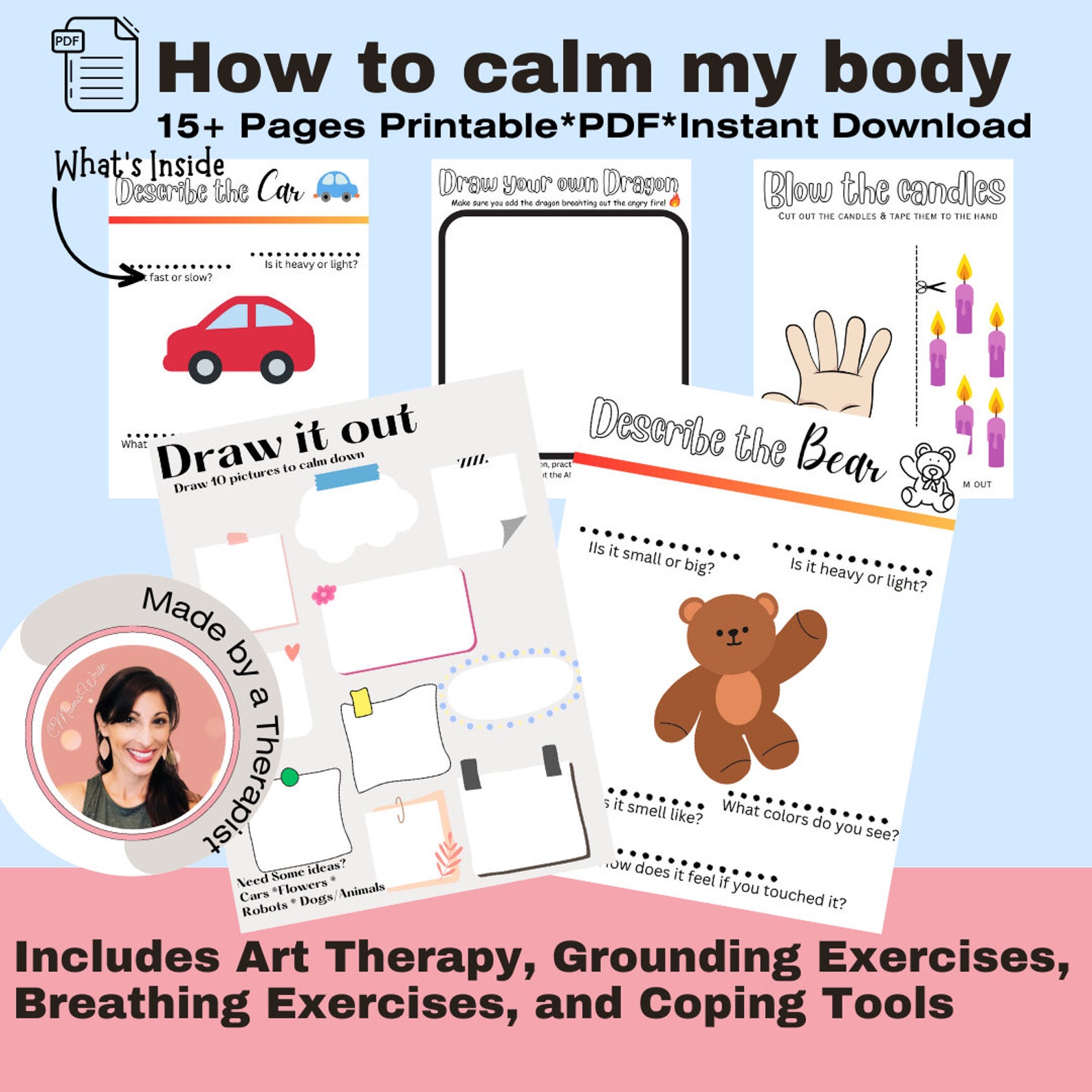 Calm My Body Worksheets: Kids Emotional Regulation, Coping Tools (PDF ...
