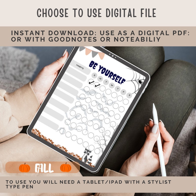 Halloween Habit Tracker Printable or Digital, Fall Themed Daily Habit ...