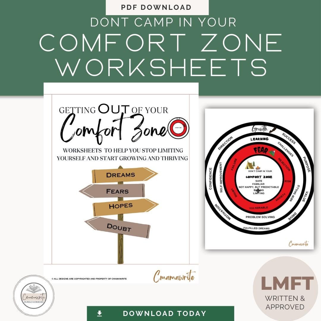 Comfort Zone Worksheets: Therapy & Personal Growth (PDF) - Etsy