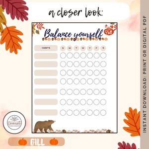 Fall Habit Tracker Printable: Halloween, Thanksgiving Themes (PDF) - Etsy