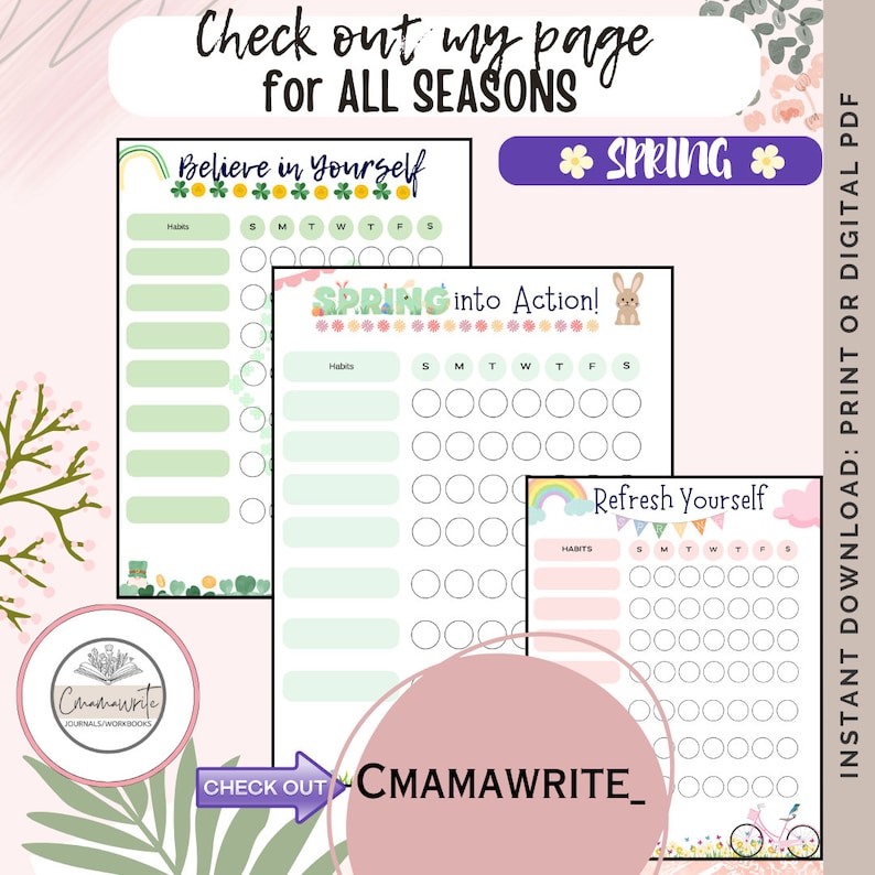 Summer Habit Trackers Printable, Kids Goal Setting (digital PDF) - Etsy