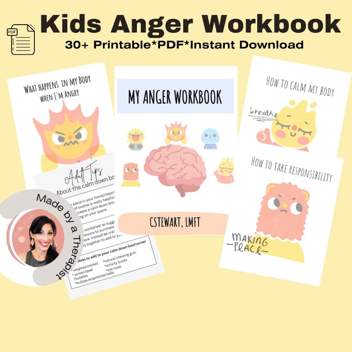 Kids Anger Workbook Kids Therapy Workbook Anger Workbook - Etsy
