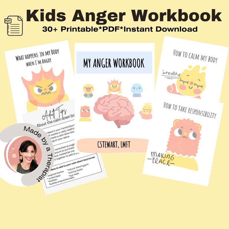 Kids Anger Workbook Kids Therapy Workbook Anger Workbook - Etsy