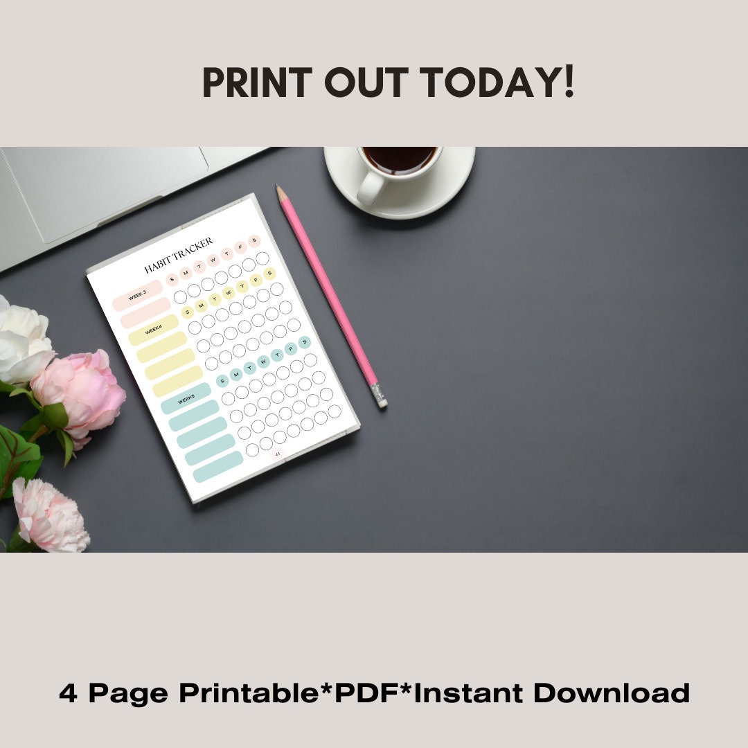 Habit Tracker Printable, Self Care Printable, Simple Self Care Tracker ...