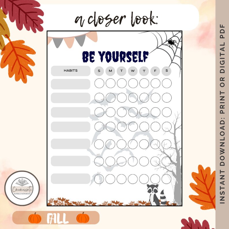 Halloween Habit Tracker Printable or Digital, Fall Themed Daily Habit ...