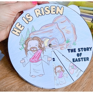 Easter Story Coloring Wheel Craft, Easter Story Coloring Sheet for Kids ...