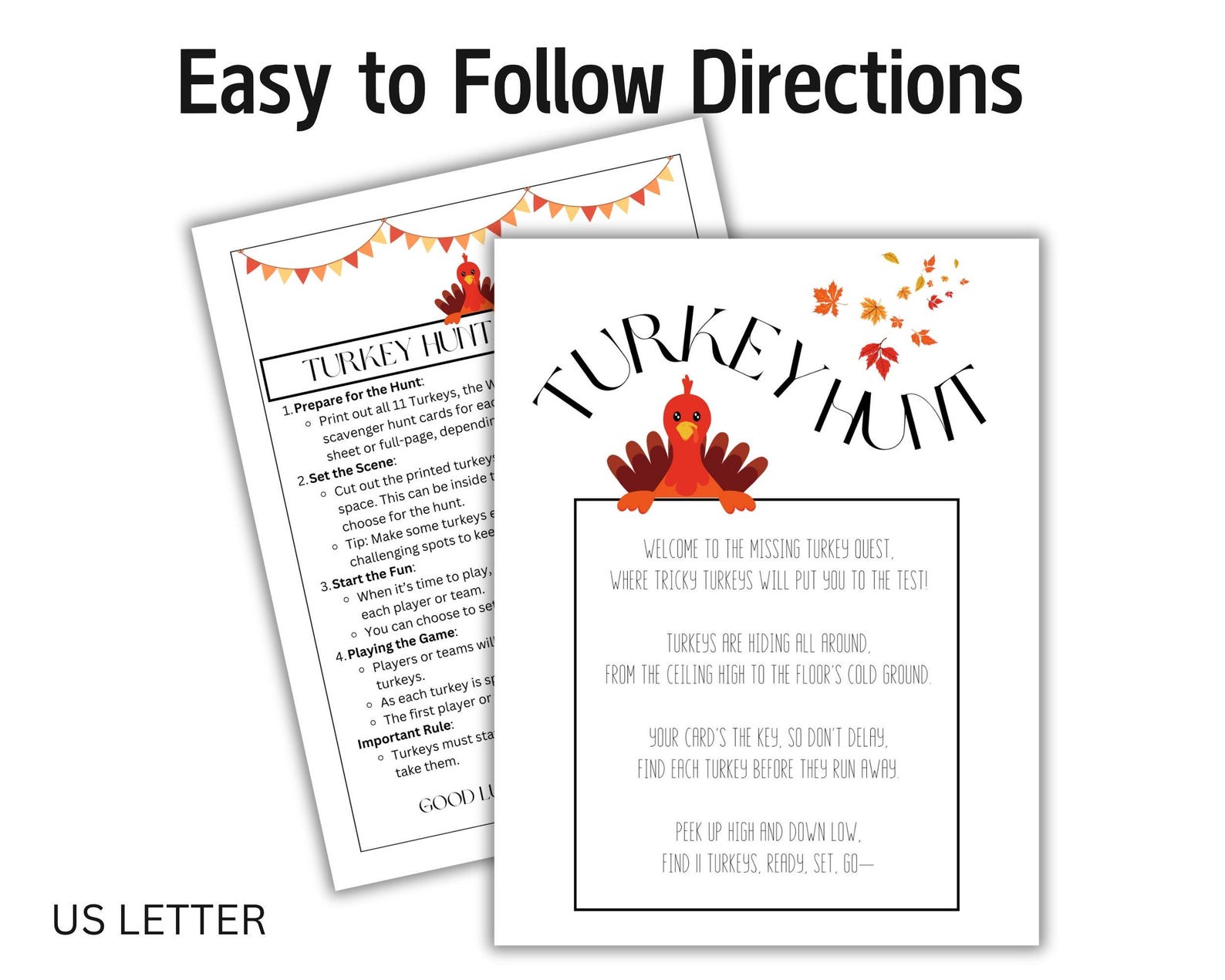 Thanksgiving Party Game Turkey Hunt Scavenger Hunt, Thanksgiving Turkey ...
