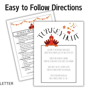 Thanksgiving Party Game Turkey Hunt Scavenger Hunt, Thanksgiving Turkey ...