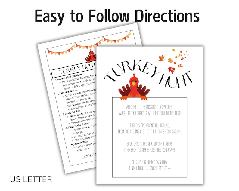 Thanksgiving Party Game Turkey Hunt Scavenger Hunt, Thanksgiving Turkey ...