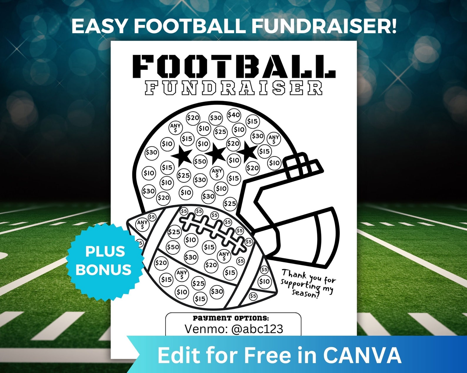 Editable Football Fundraiser Template, Easy Football Fundraiser Flyer ...
