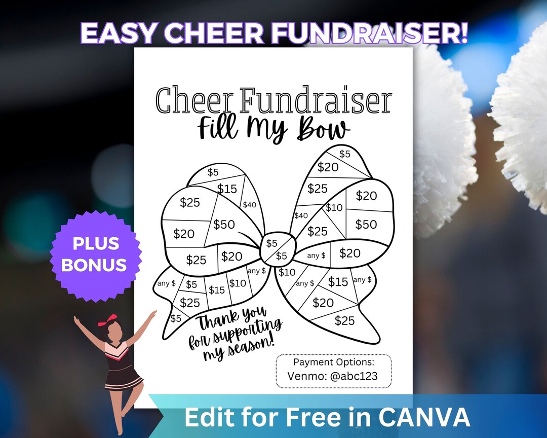 Fill My Bow Cheer Fundraiser Printable, Cheerleading Team Fundraising ...