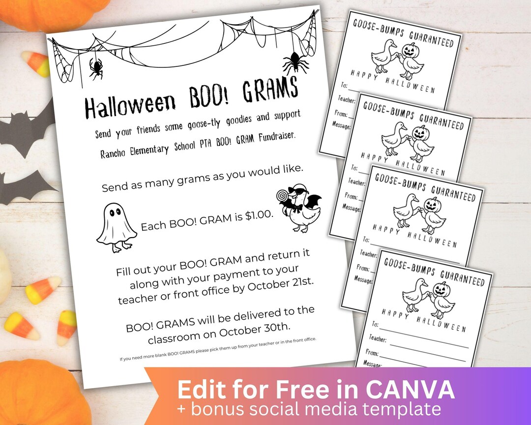 Editable Halloween Boo Grams Fundraiser, PTA PTO Fall Fundraiser ...