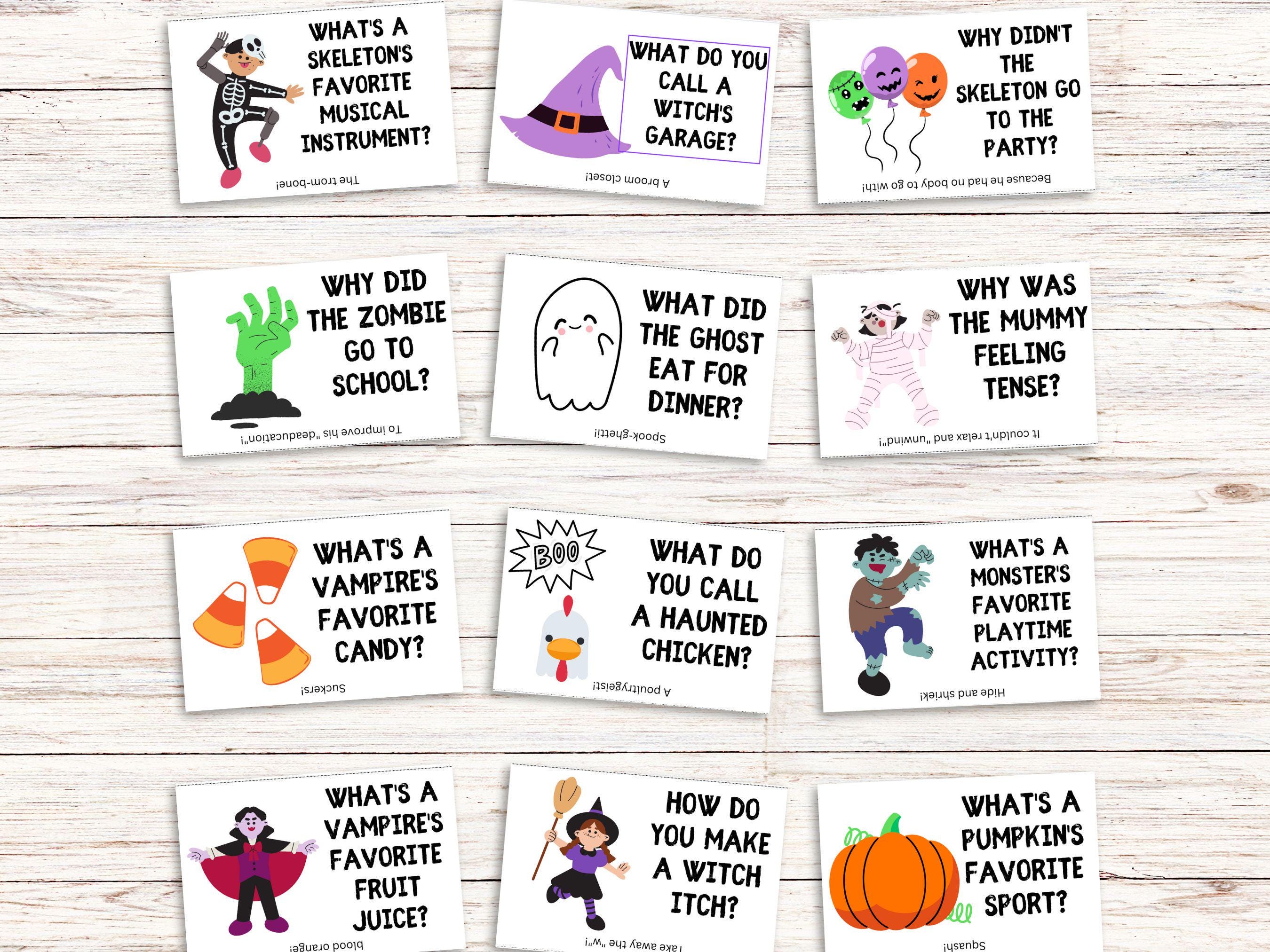 HALLOWEEN Printable Lunch Box Jokes | Halloweenthemed Lunch Notes ...