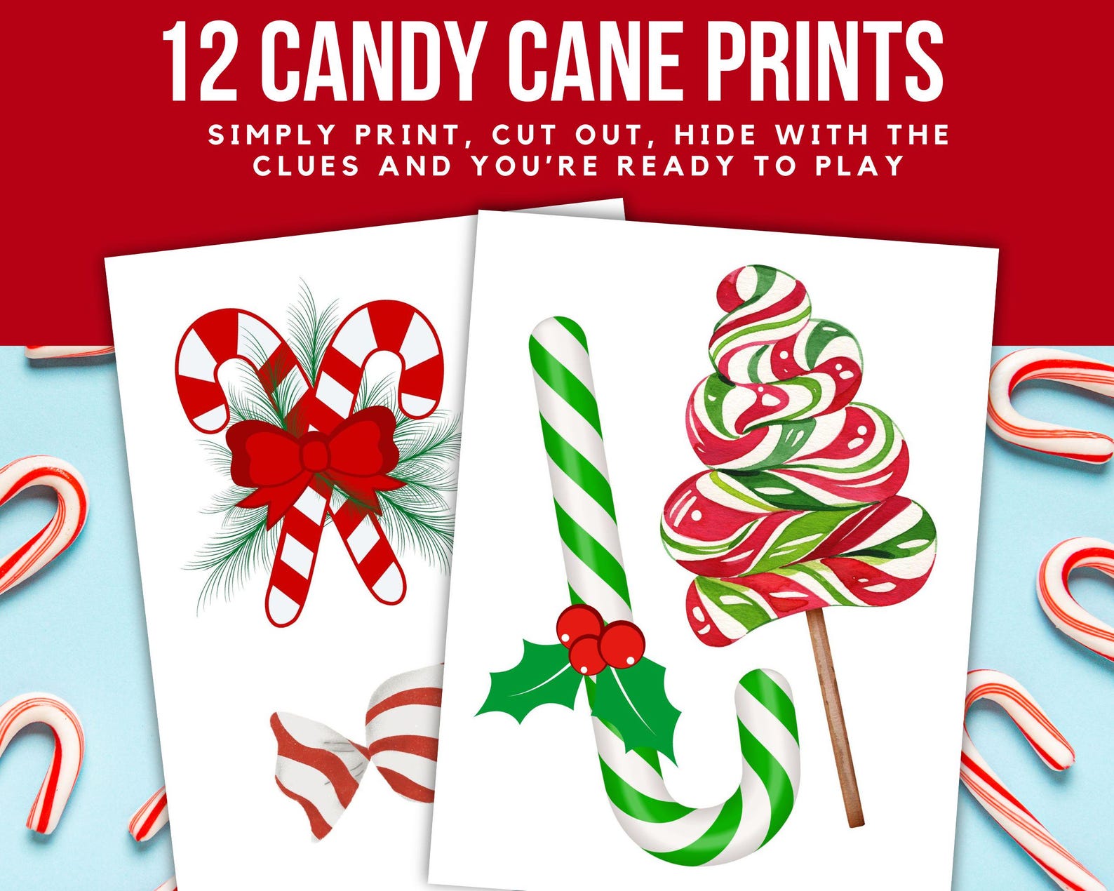 Indoor Candy Cane Scavenger Hunt, Candy Cane Hunt Escape Room Kit ...