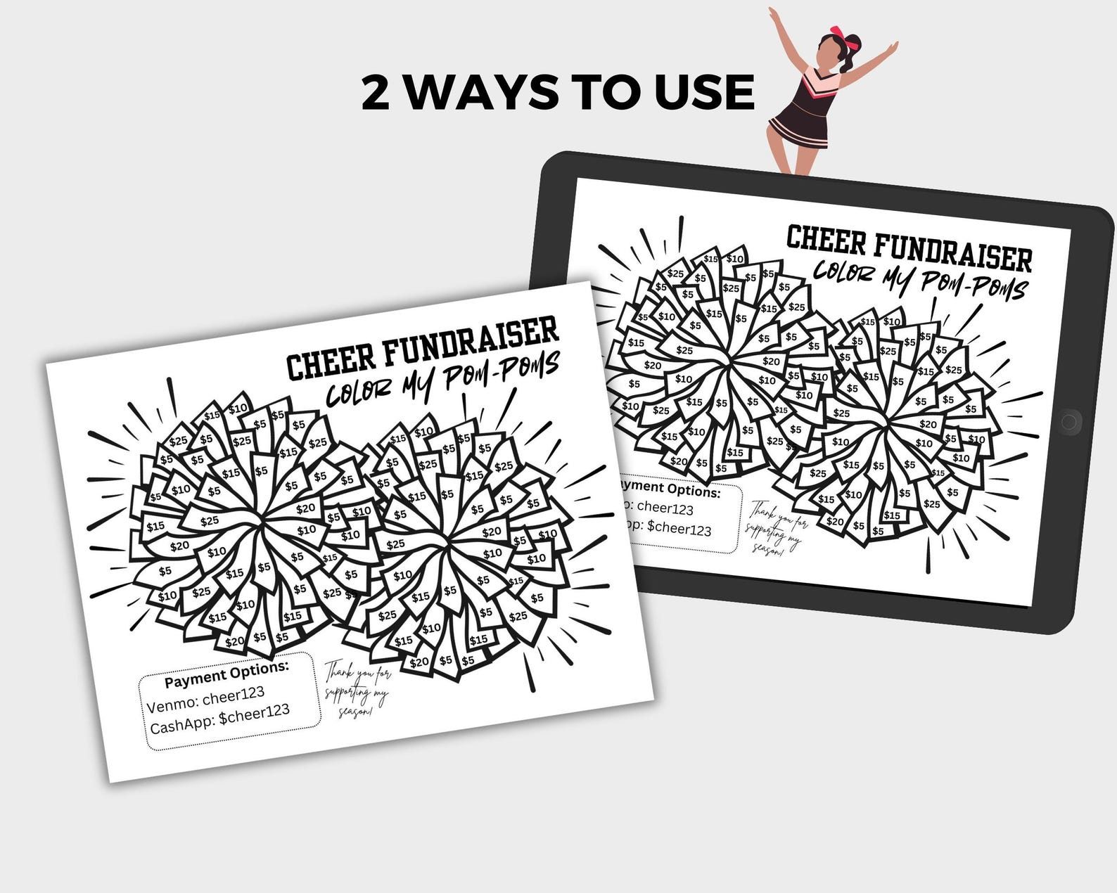 Cheer Fundraiser Flyer Fill My Pom Poms, Cheerleading Team Fundraising ...