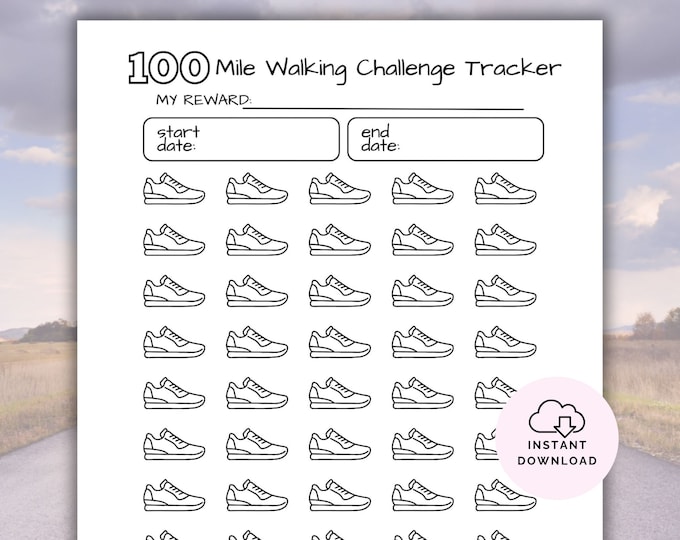 100 Miles Walking/running Challenge Tracker, Printable, Workout Tracker ...