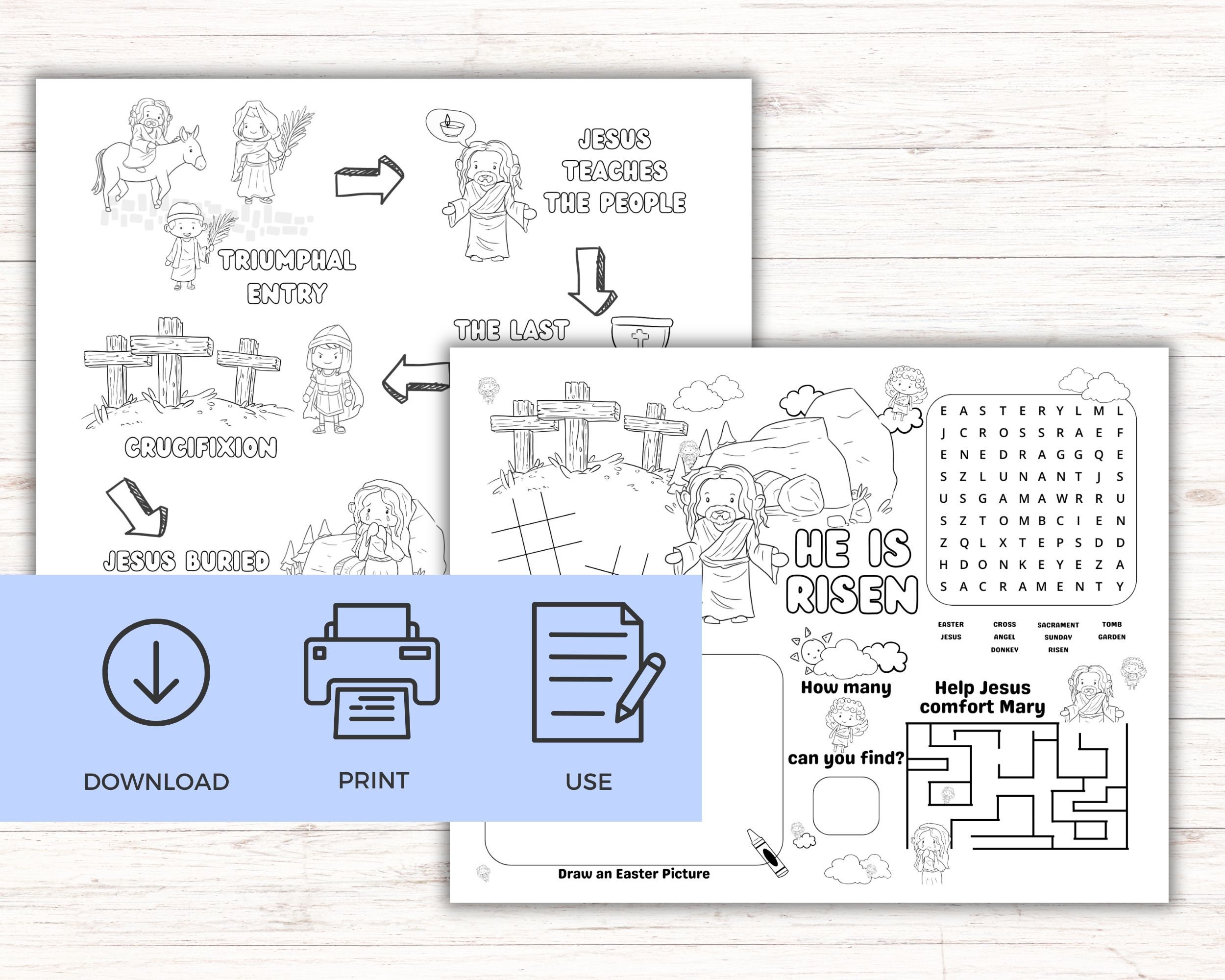 Easter Story Placemat Activity Pages, Christian Easter Activity Page ...