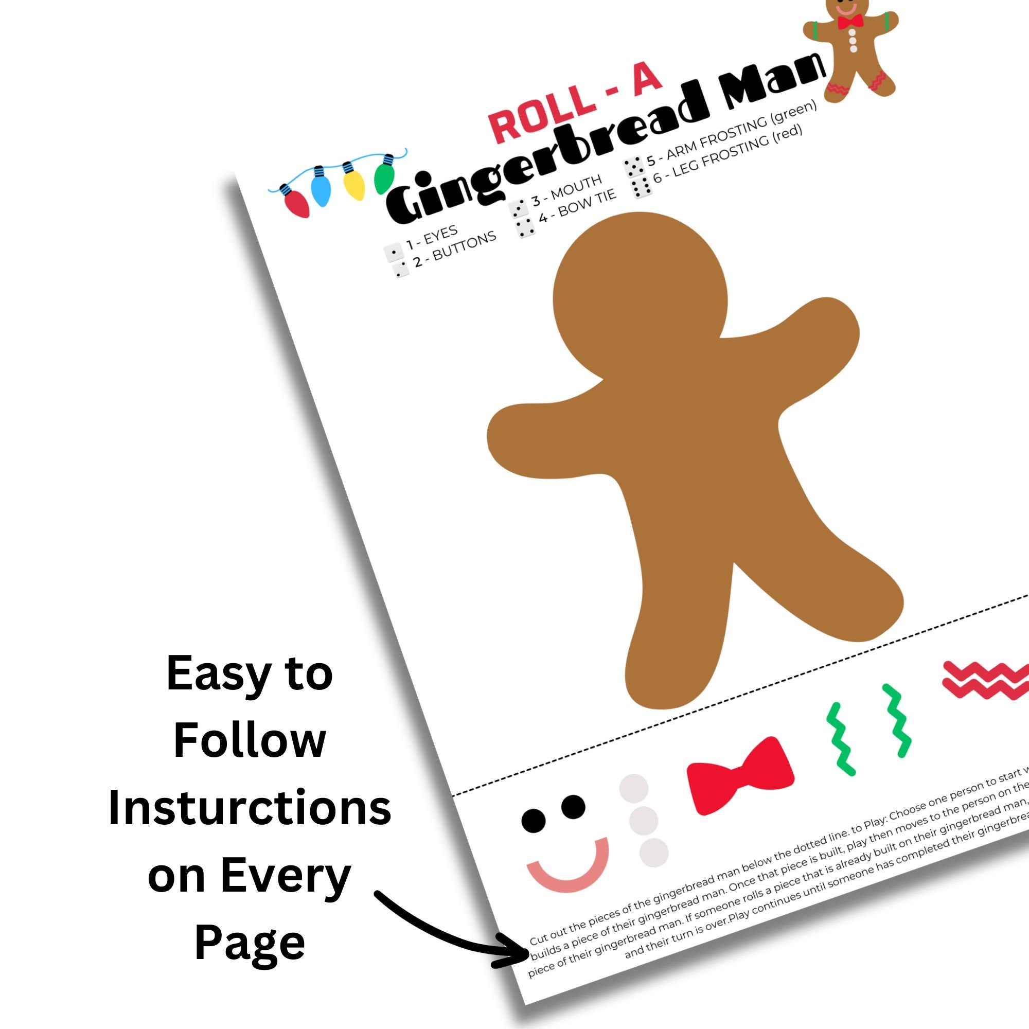 Roll a Gingerbread Man Dice Game for Kids | Roll a Dice Game ...