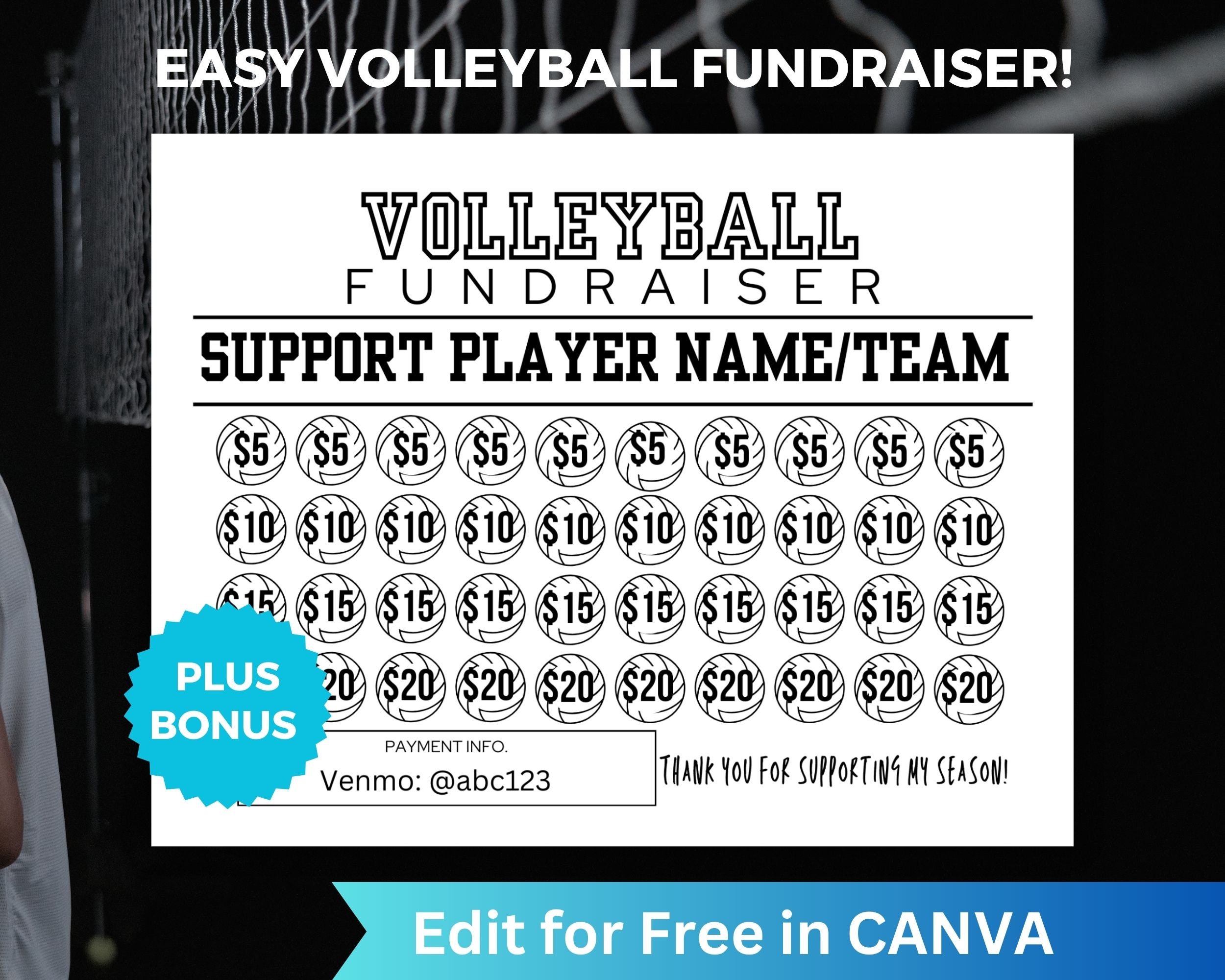 Editable Volleyball Fundraiser, Printable Volleyball Team Fundraiser ...