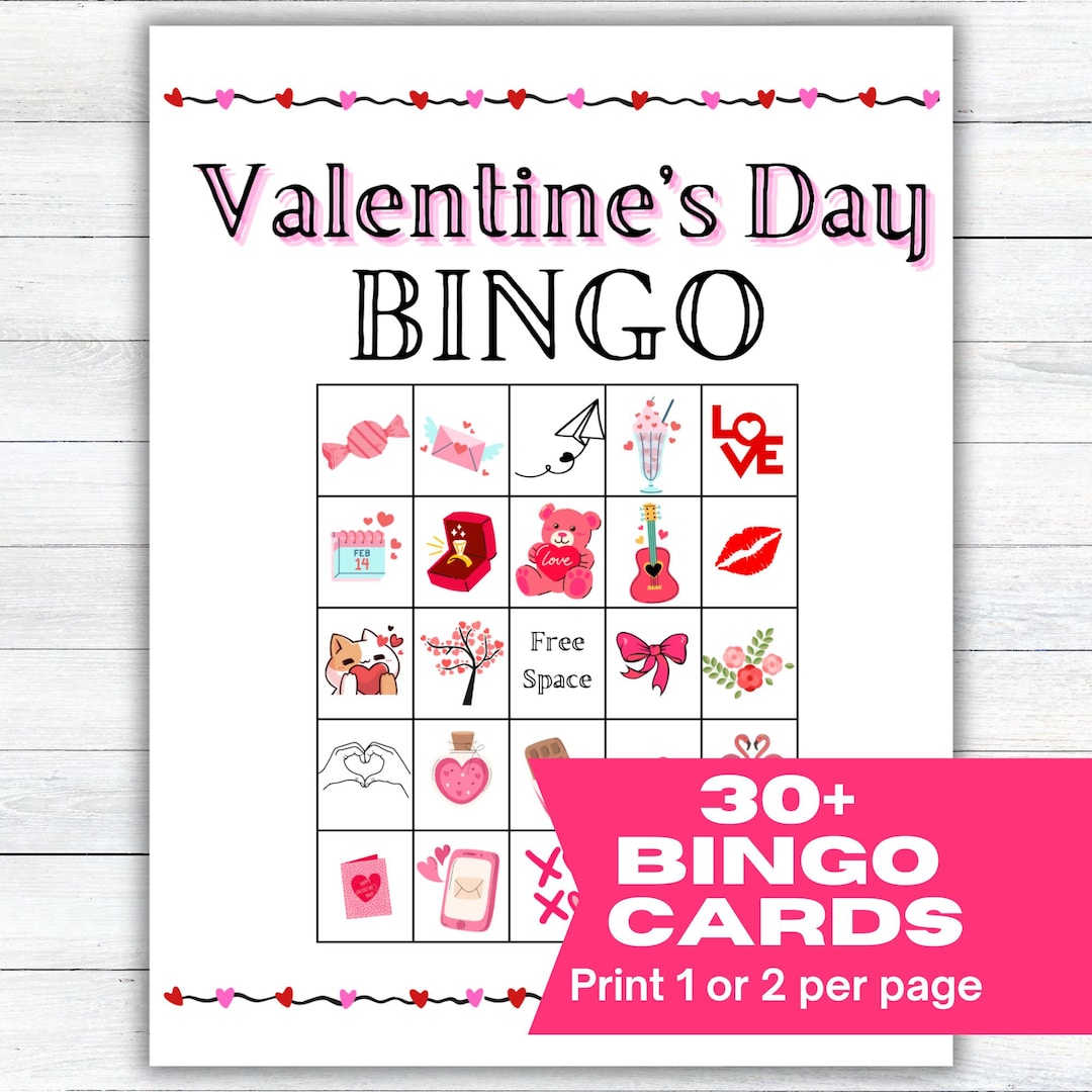 Valentine's Day Bingo for Kids, 35 Valentine's Day Bingo Cards ...