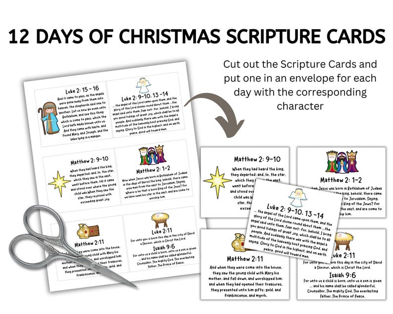 12 Days of Christmas Nativity Countdown for Kids, Advent Scripture ...