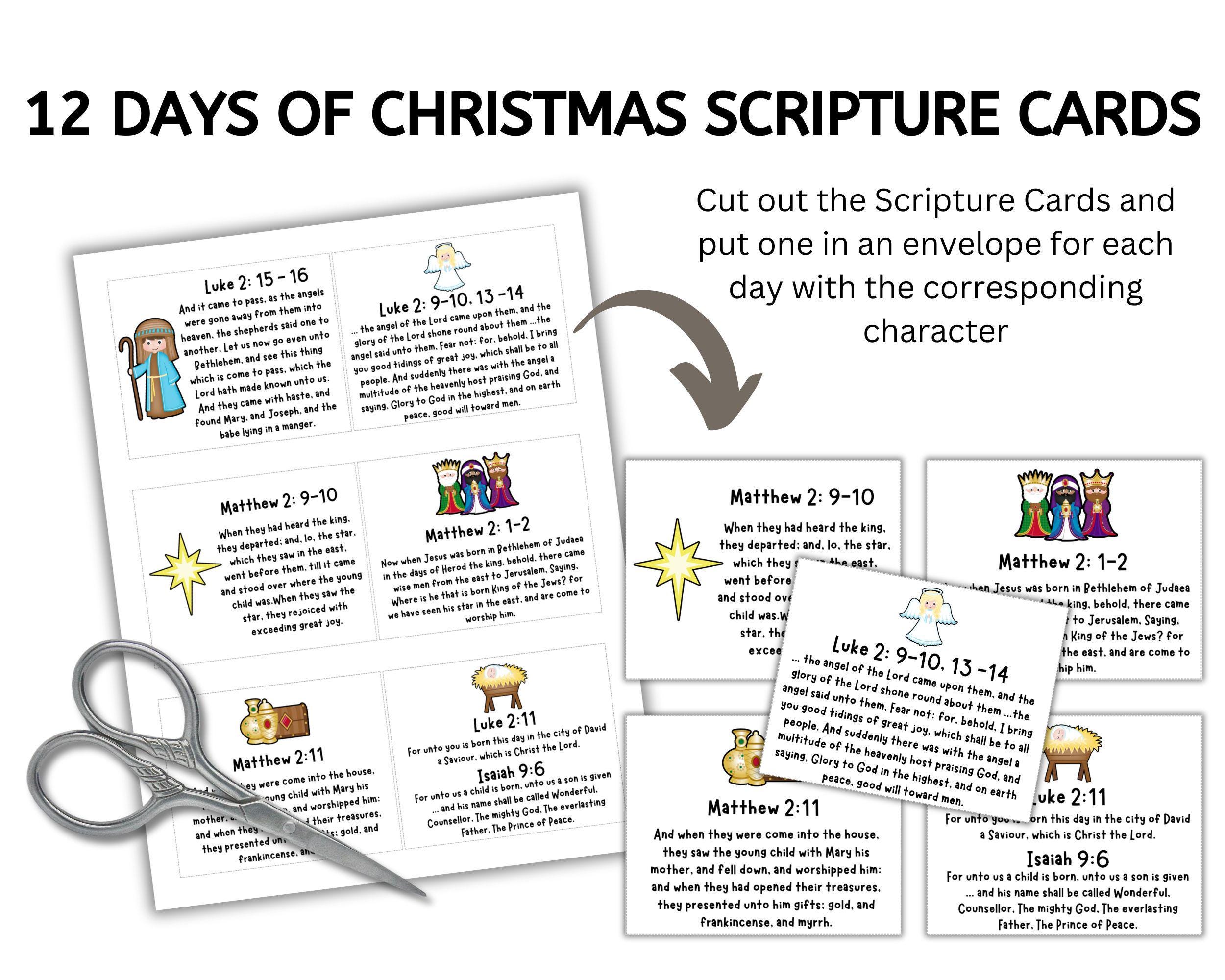 12 Days of Christmas Nativity Countdown for Kids, Advent Scripture ...