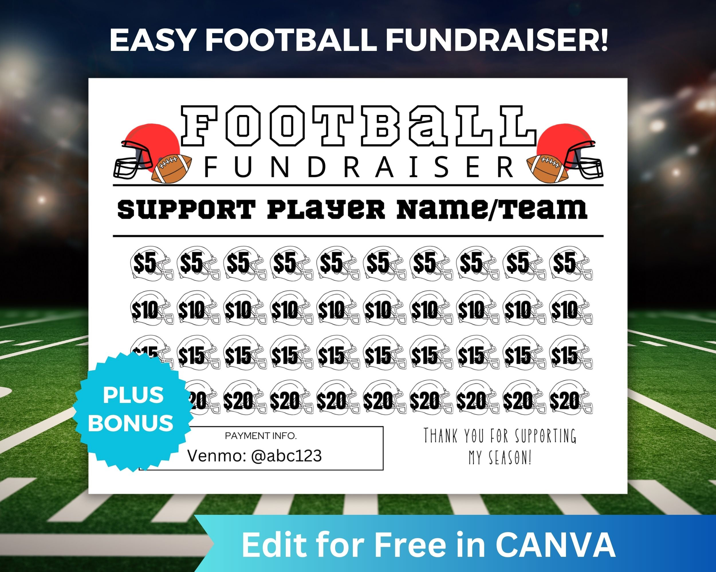 Editable Football Fundraiser Template, Printable Football Team ...