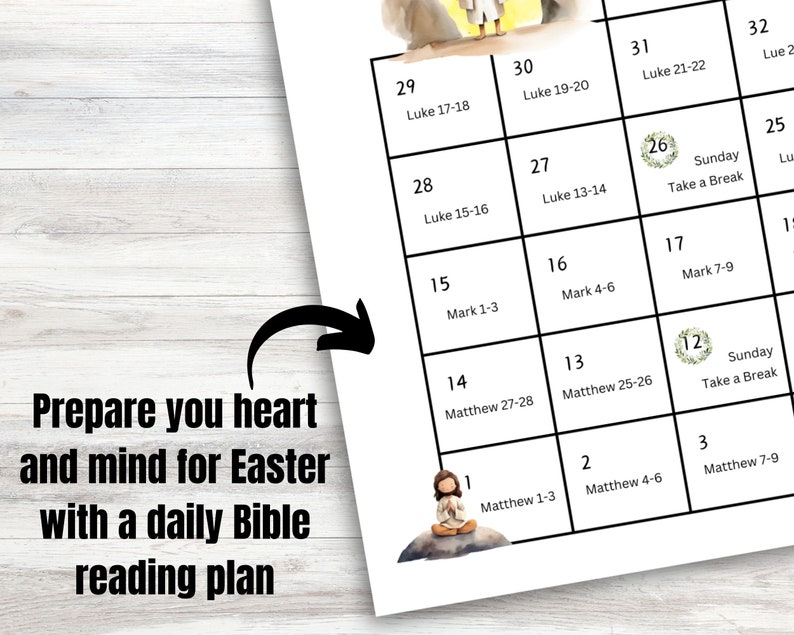 Lent Bible Reading Plan, Family Lent Calendar, 40 Days Scripture ...