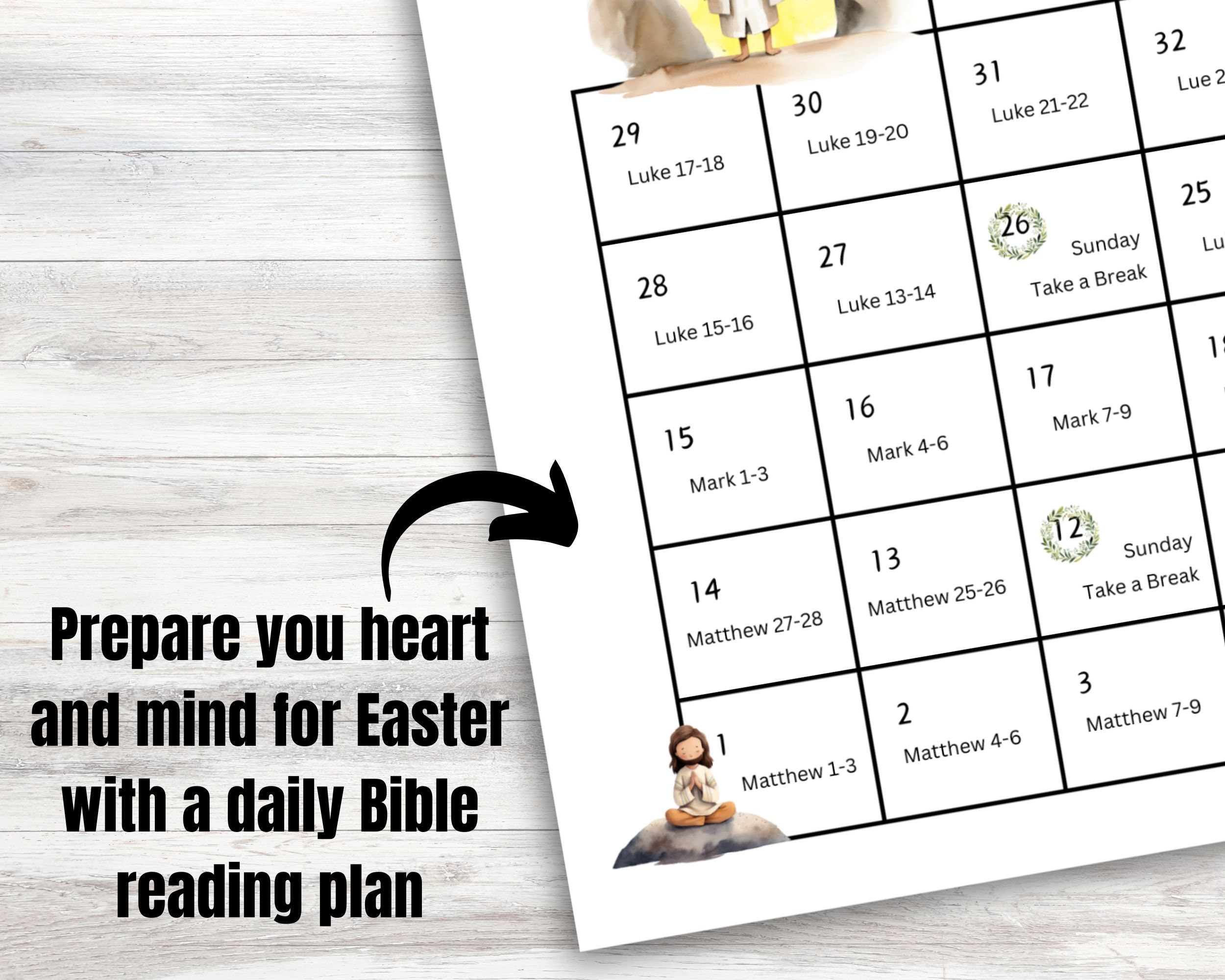 Lent Bible Reading Plan, Family Lent Calendar, 40 Days Scripture ...