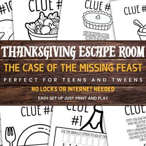 Printable Escape Room Kit, Thanksgiving Escape Room Party Game for ...