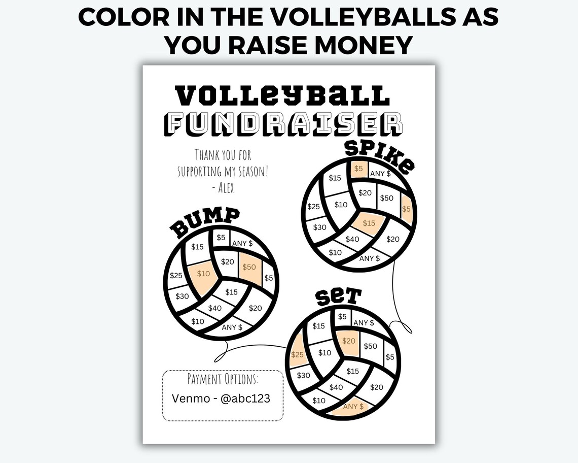 Editable Volleyball Fundraiser, Quick Easy Printable Volleyball Team ...