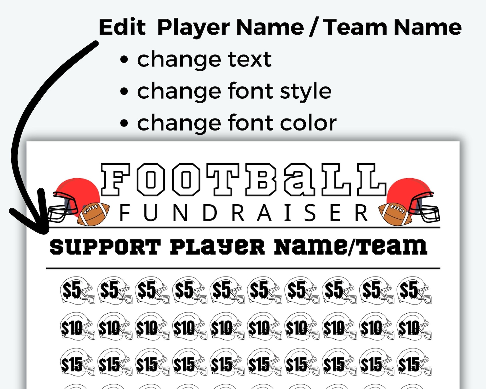 Editable Football Fundraiser Template, Printable Football Team ...