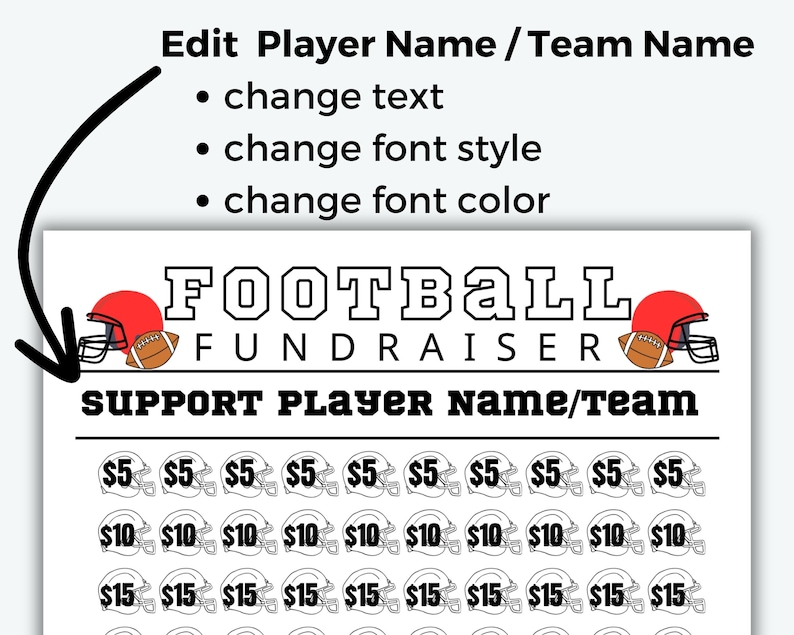 Editable Football Fundraiser Template, Printable Football Team ...