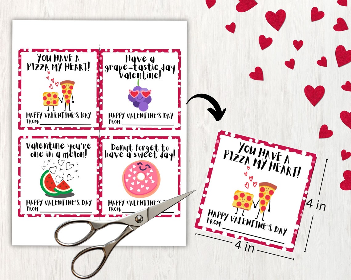 12 Punny Printable Valentine's Day Cards for Kids, Cute Food Pun ...